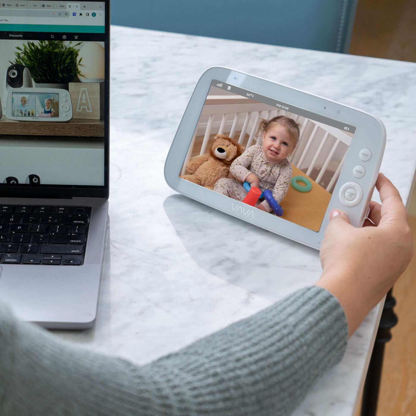 VAVA 1080P 8" Video Baby Monitor | Large Screen, Pan & Tilt, 2.4GHz